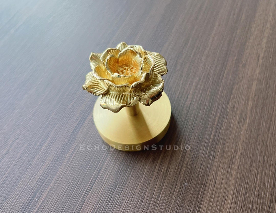 Rose Flower Hook Solid Brass Hook Gold Metal Hanger Decorative Hanger ...