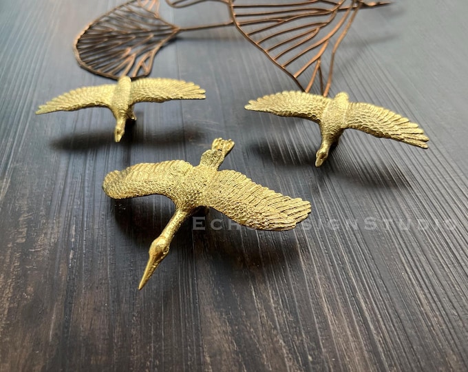 Brass Flying Egret Cabinet Pull/gold Crane Door Handle/stork Shaped ...