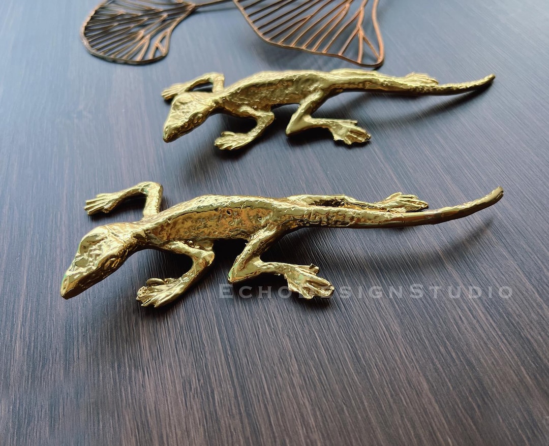 Gecko Solid Brass Cabinet Knob Handle Drawer Pull Knob Dresser Pull Gold Cupboard Pull Modern ...