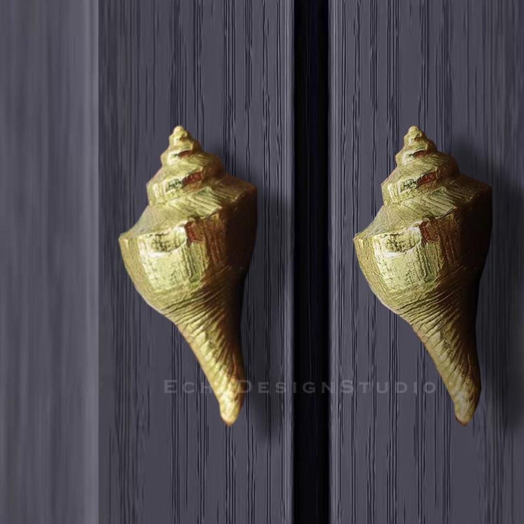 Conch Solid Brass Cabinet Knob Handles Drawer Pulls Knobs Dresser Pulls ...