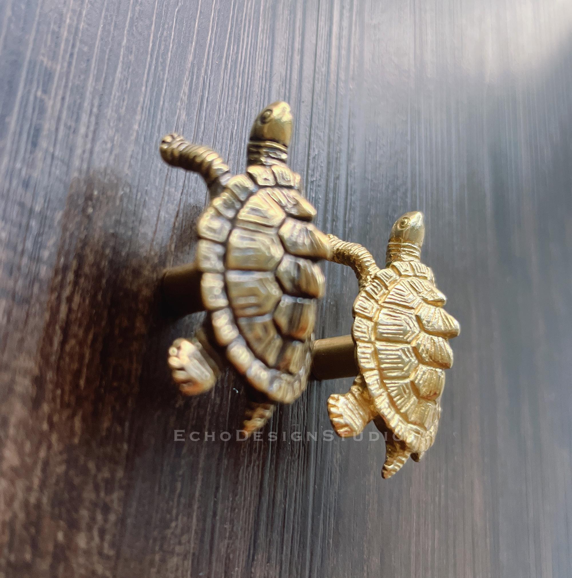 Turtle Brass Cabinet Knob: Modern Dresser Drawer Pull (BS-C-1324) - Etsy