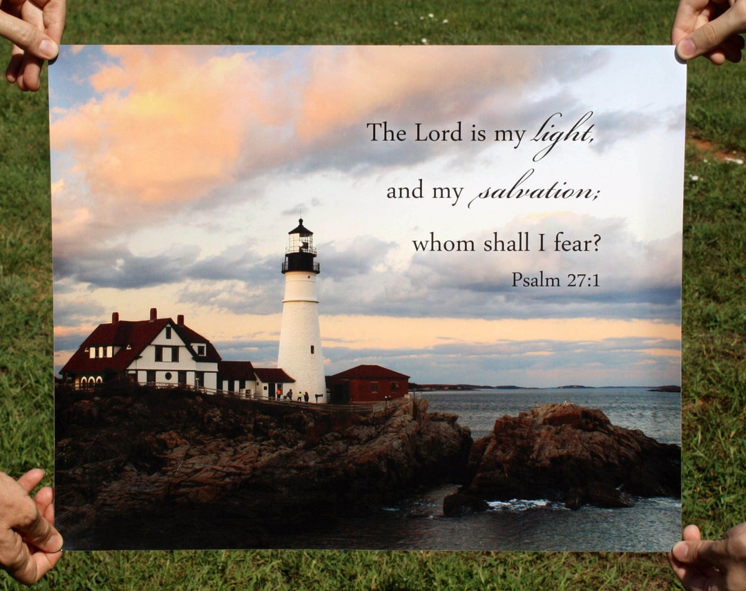Inspirational 16x20 Lighthouse Poster, Psalm 27 the Lord is My Light ...