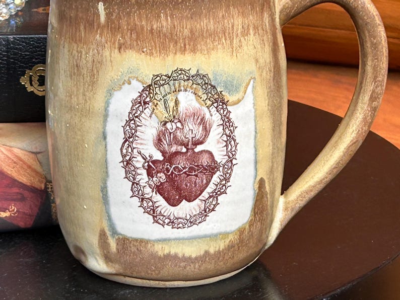 Studio Pottery Sacred Heart of Jesus Immaculate Heart of Mary Mugs - Etsy