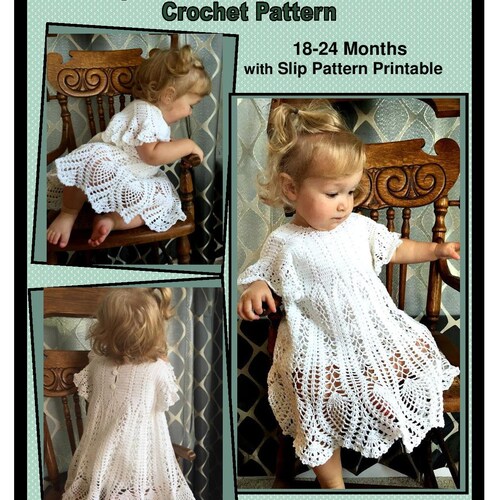 Baby Girl Lace Dress With Mary Janes Crochet Pattern and Slip - Etsy