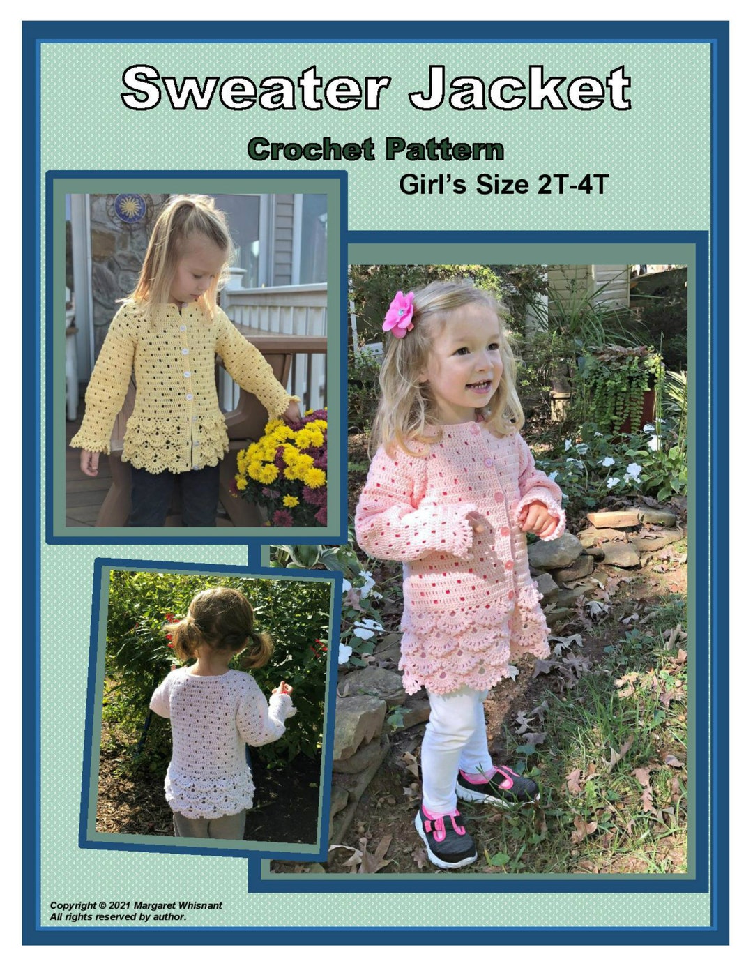 Girls Sweater Jacket 2T-4T Crochet Pattern - Etsy