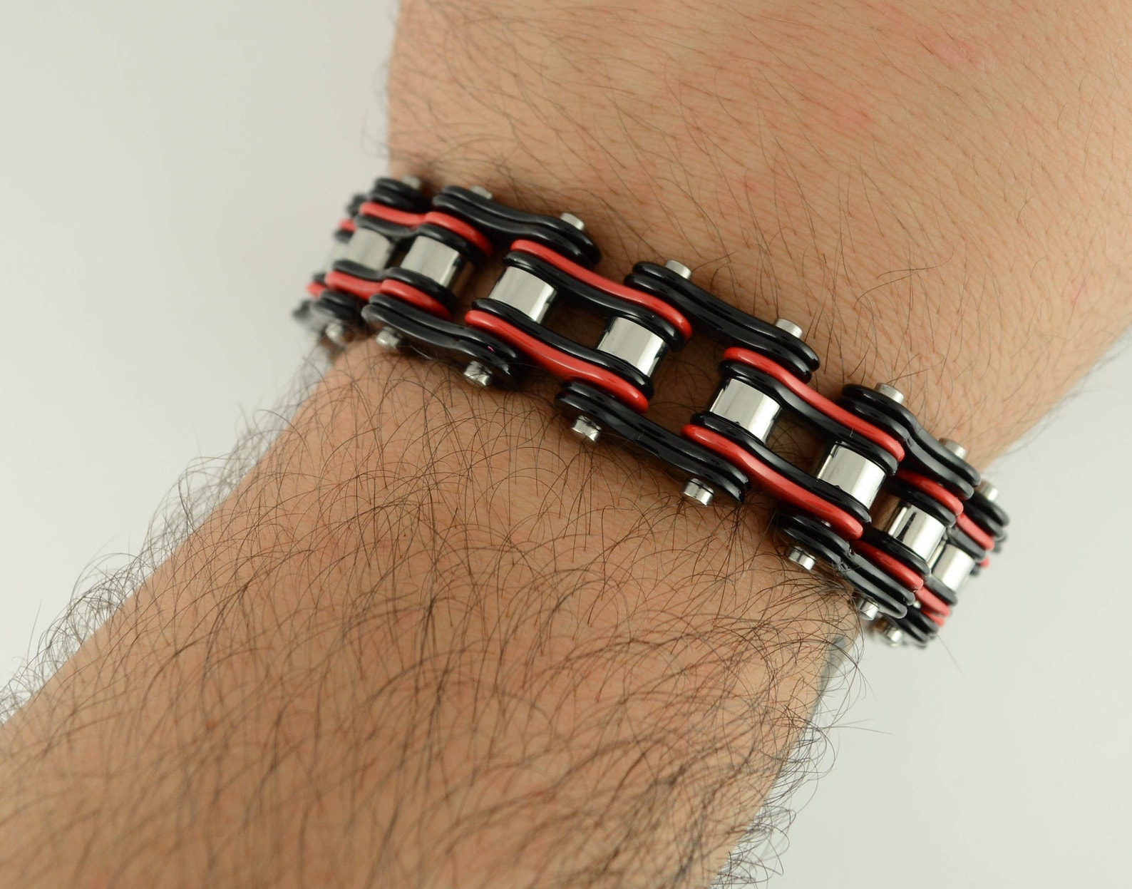 Heavy Metal Jewelry Tri Color Black Red Silver 3/4 Inch Wide - Etsy