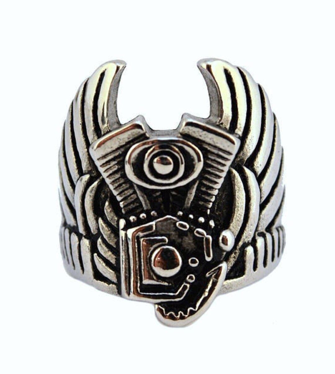 Motorcycle Engine Gents Ring American Biker With Wings to Heaven ...