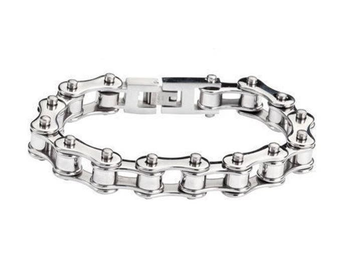 Biker Stainless Steel Silver Bike Chain Bracelet USA Seller - Etsy