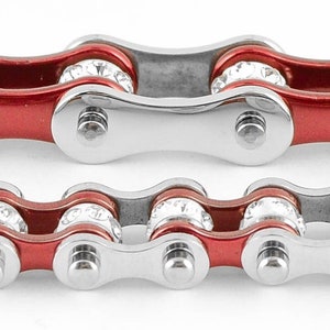 Heavy Metal 1/2 Inch Wide MINI MINI SIZE Two Tone Silver Candy Red With ...