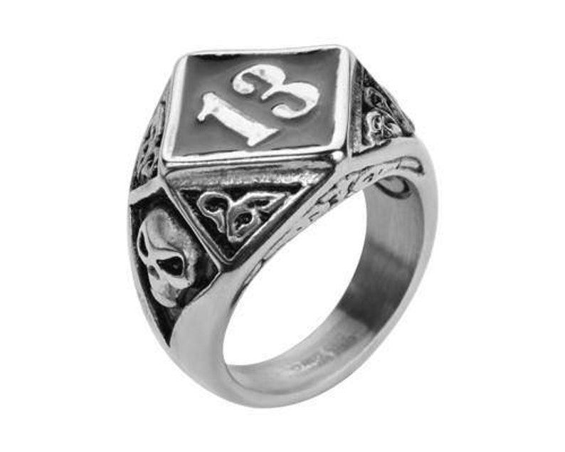 Heavy Metal Jewelry Men's Lucky 13 Ring Stainless Steel | Etsy