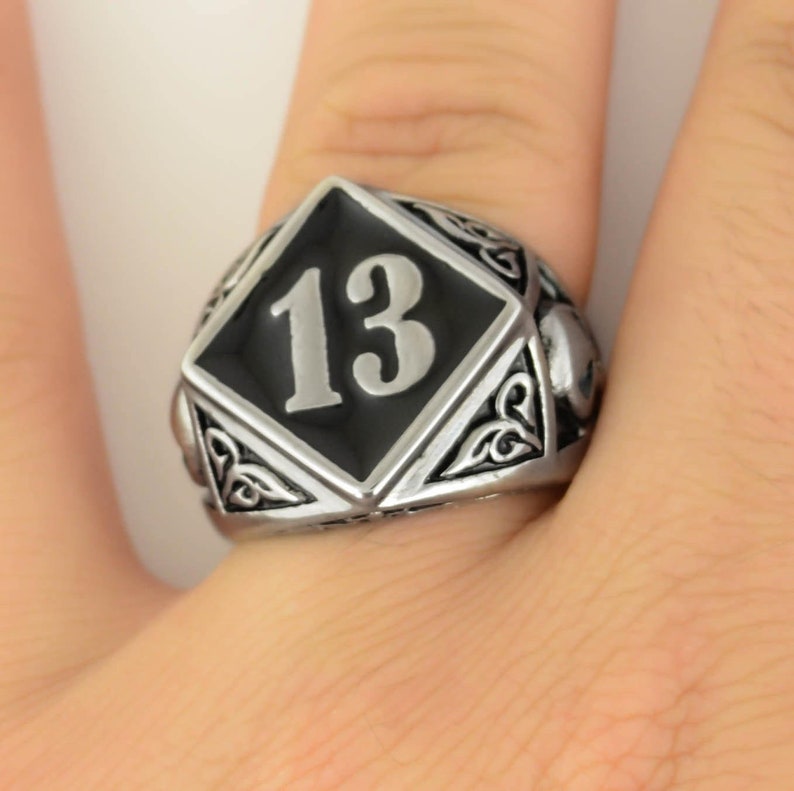 Heavy Metal Jewelry Men's Lucky 13 Ring Stainless Steel | Etsy