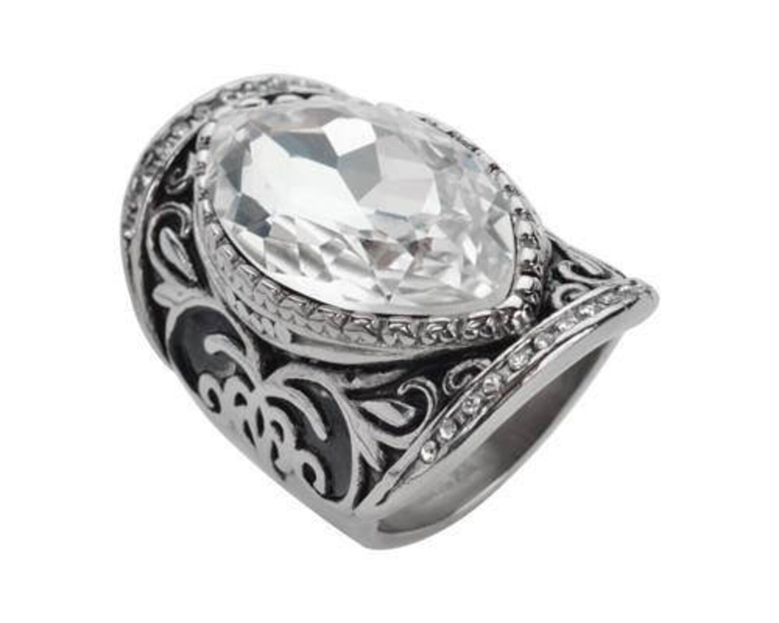 Heavy Metal Jewelry Ladies Big Crystal Fancy Design Ring - Etsy