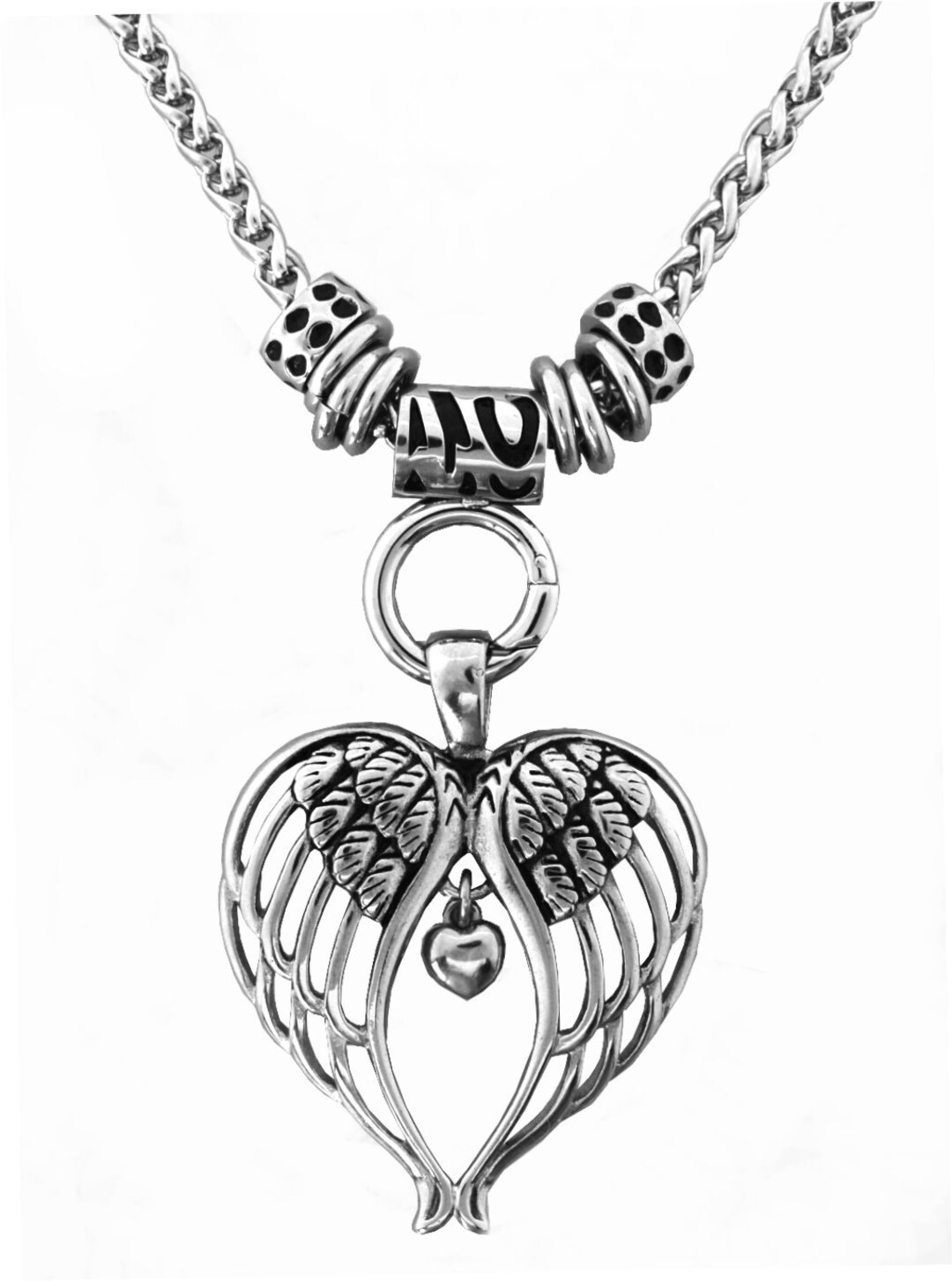 SK2393 Winged Heart Cross Imitation Diamond Pendant With 18 1/2 Foxtail ...