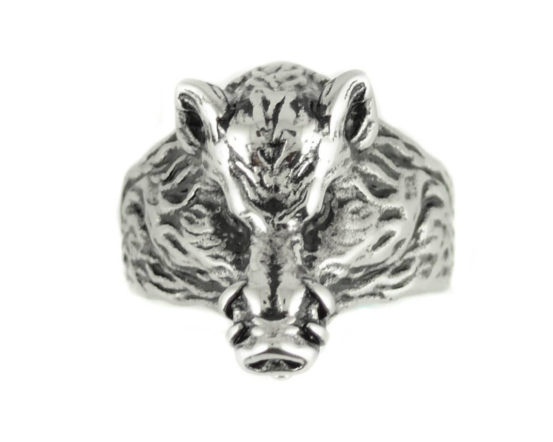 Heavy Metal Jewelry Gents Hog Wild Boar Ring Stainless Steel | Etsy
