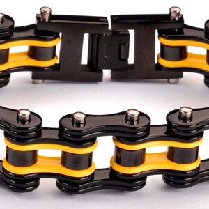 Men's Stainless Steel Double Link Black Yellow Bike Chain - Etsy