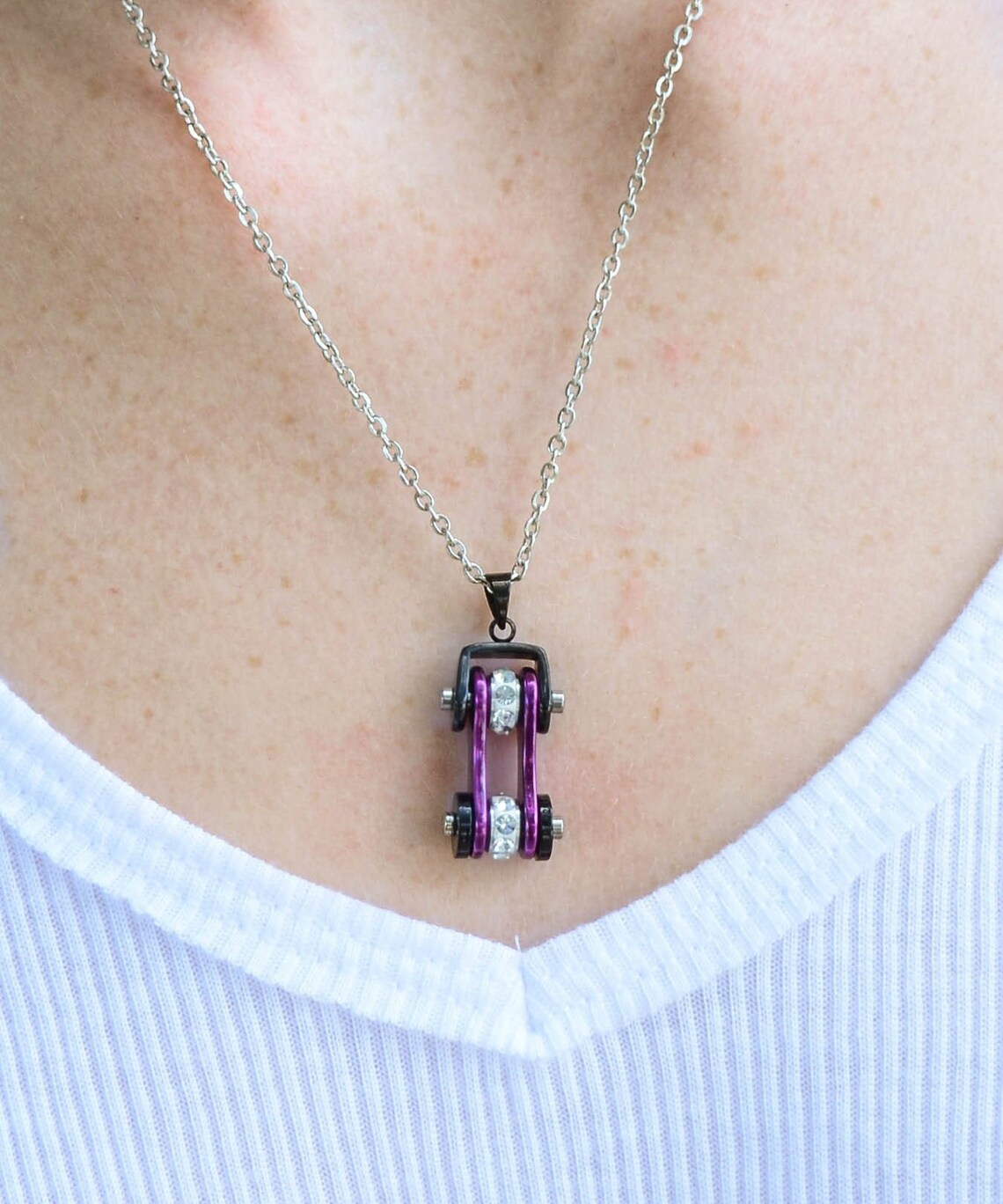 Heavy Metal Jewelry Ladies Bike Chain Black Candy Purple - Etsy UK