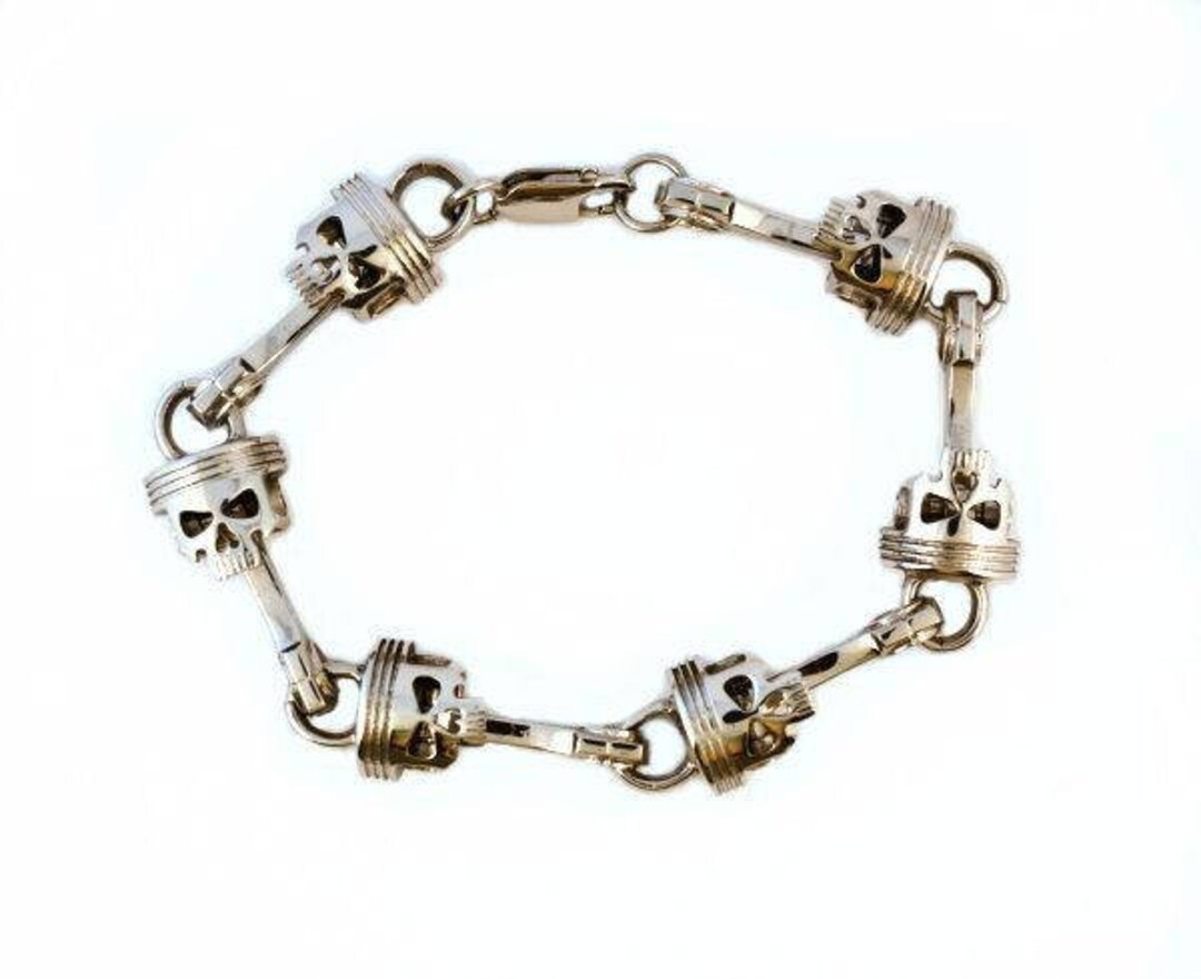 Heavy Metal Jewelry Piston Skull Bracelet Stainless Steel 9 Inch - Etsy