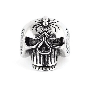 Gents Spider Skull Ring Stainless Steel Motorcycle Men Biker New Heavy ...