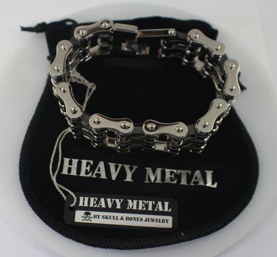 Heavy Metal Jewelry 1 Inch Wide All Silver Tone 3 Skulls Unisex ...