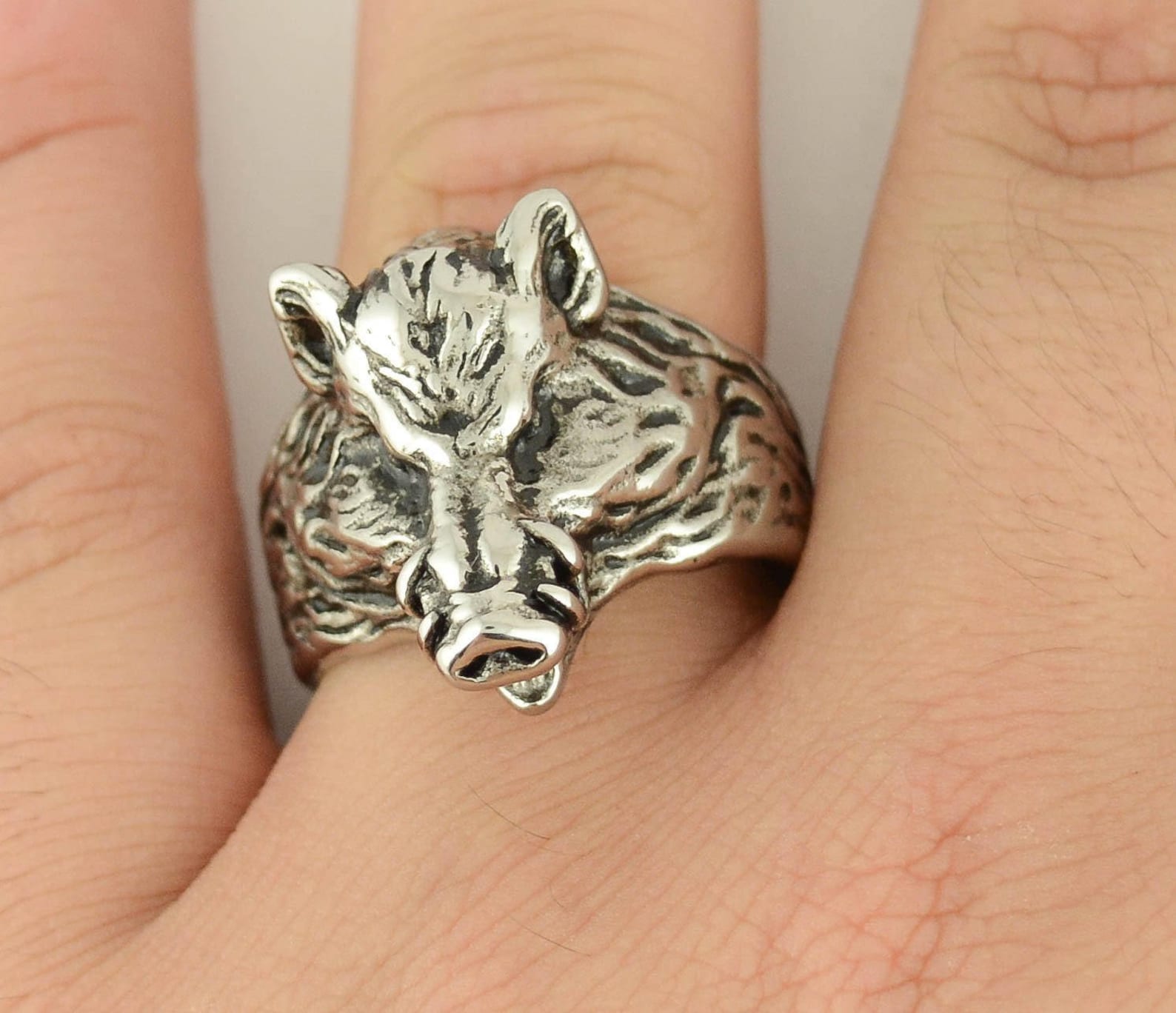 Heavy Metal Jewelry Gents Hog Wild Boar Ring Stainless Steel - Etsy
