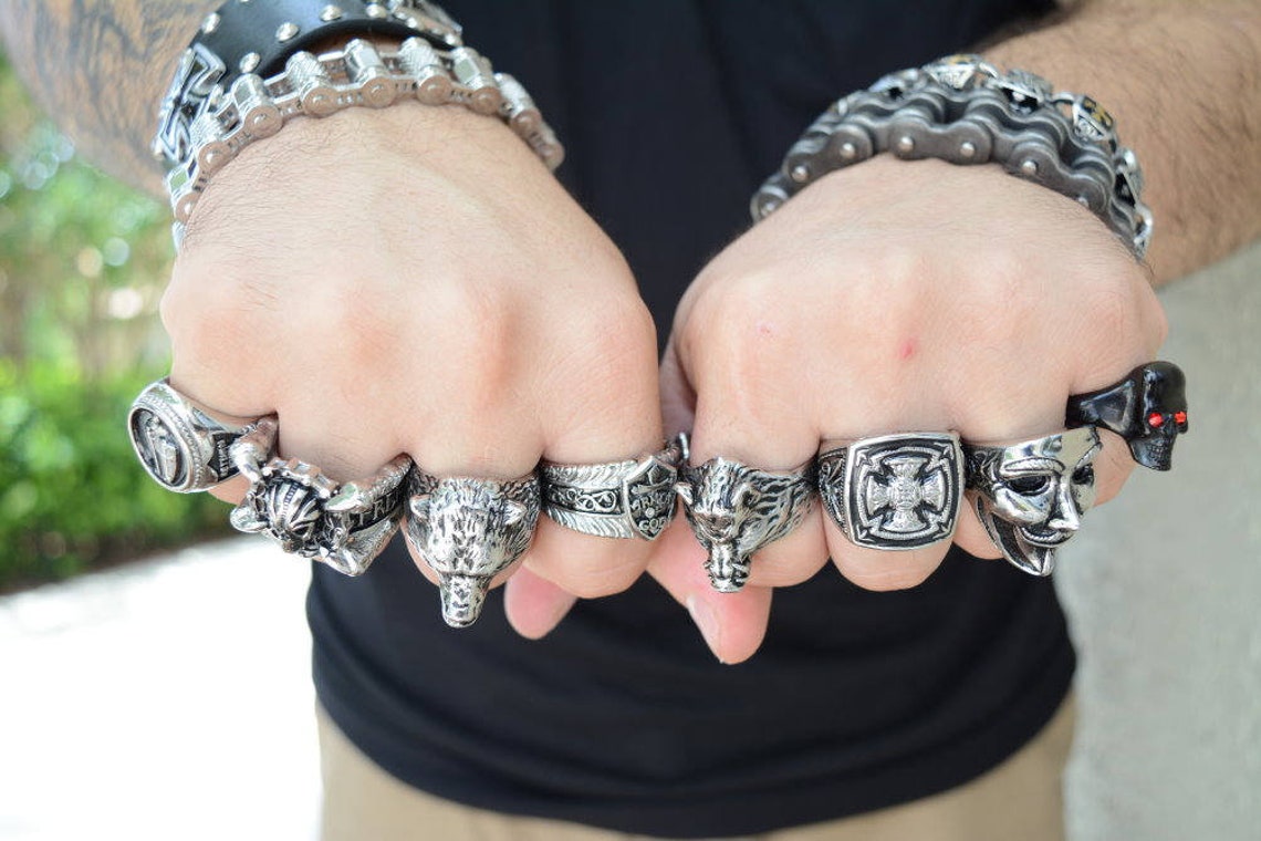 Heavy Metal Jewelry Pray Always Religious Men's Biker Ring Armor of God ...