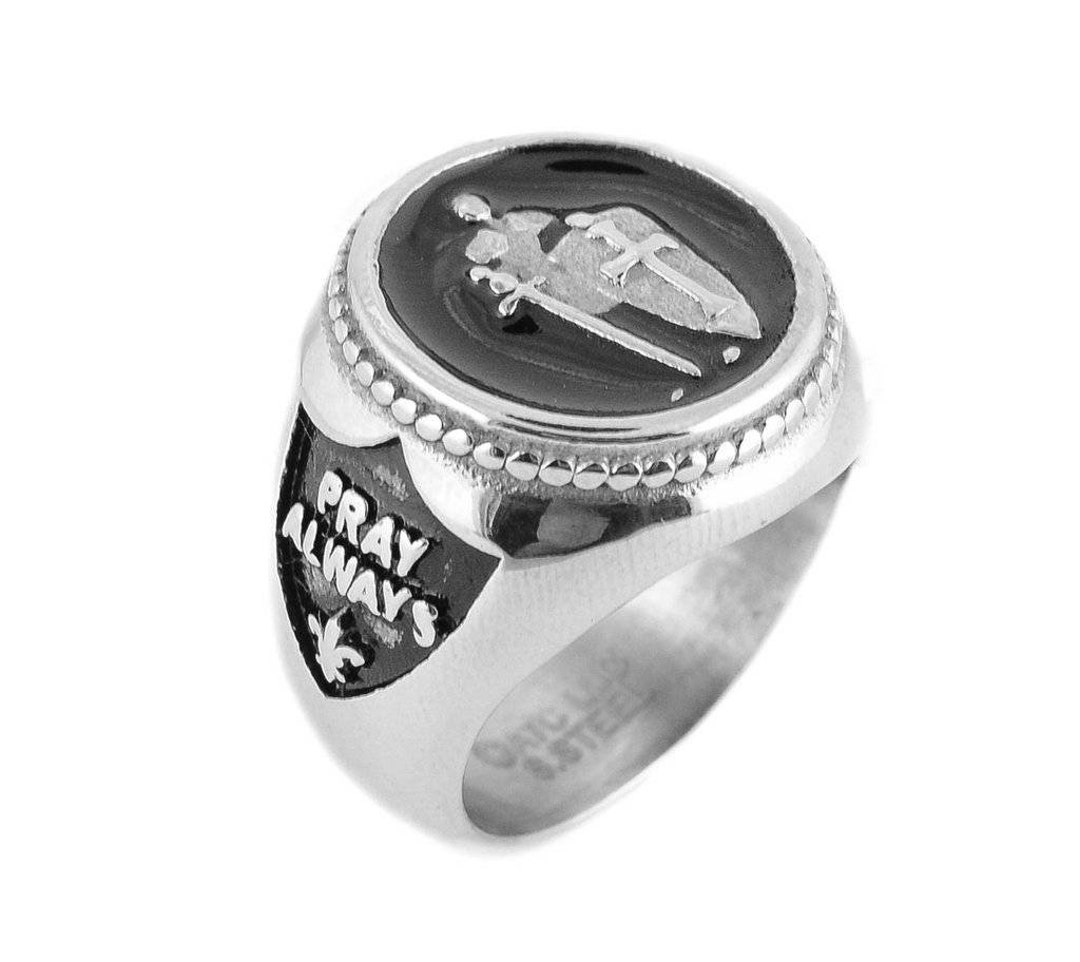 Heavy Metal Jewelry Pray Always Religious Men's Biker Ring Armor of God ...