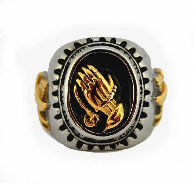 Praying Hands Ring With Dove on Sides Bold & Edgy Design - Etsy