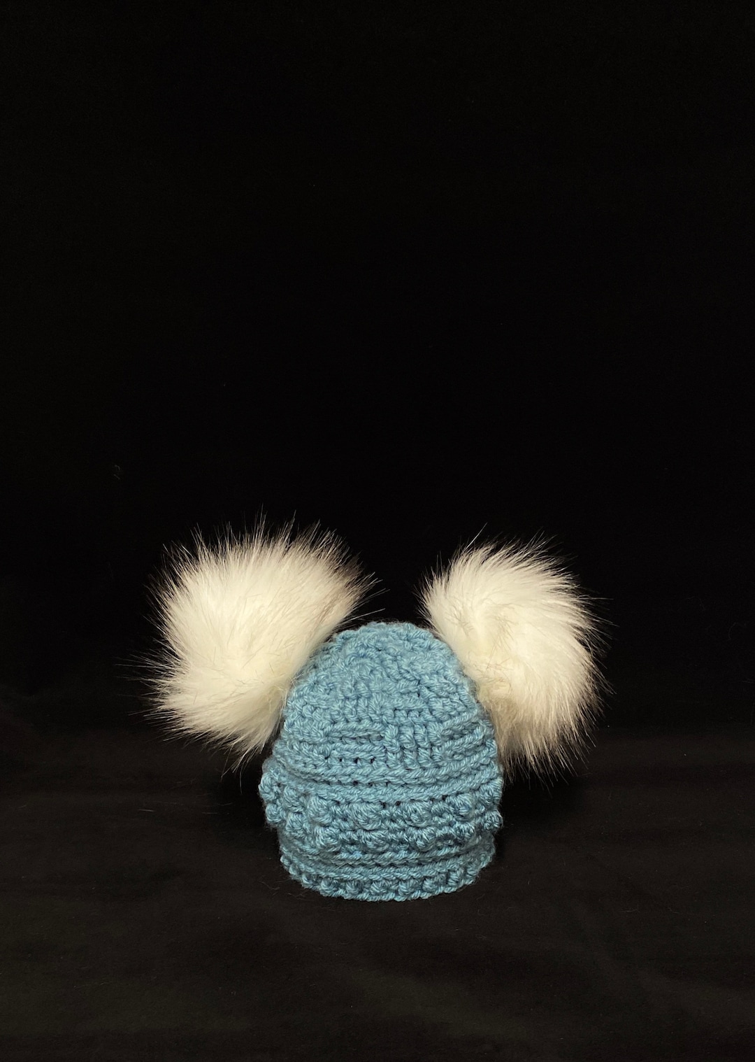 BABY SHOWER GIFT | Newborn Baby Double Pom Pom Hat Faux Fur Pom Poms ...