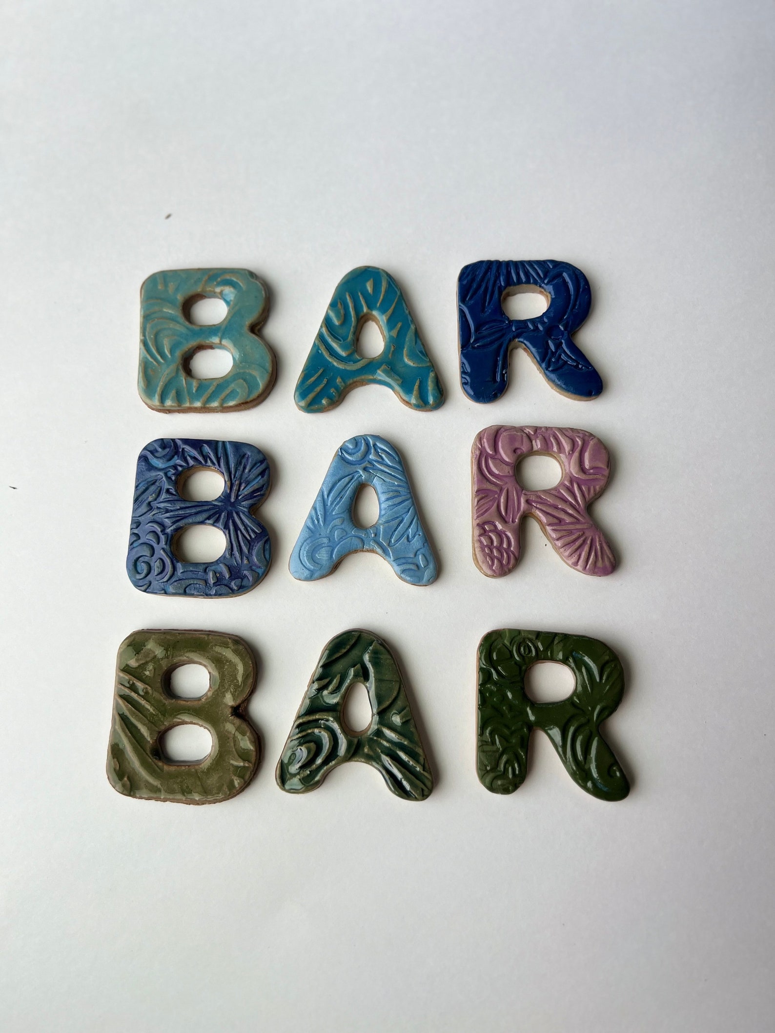 Letter A to Z Mosaic Tile Handmade Decorative Stoneware Assorted Colors ...