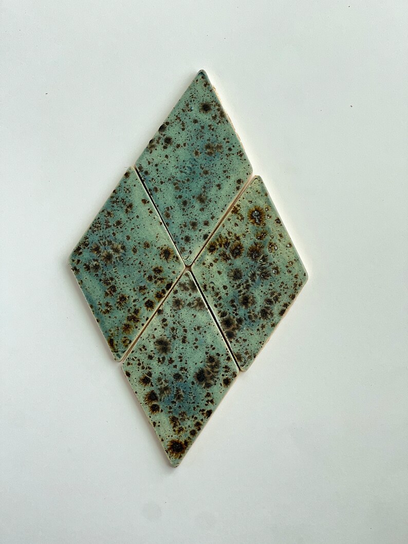 Handmade Backsplash Tile Blue Green Speckled Glazed Accent Ceramic Tile ...