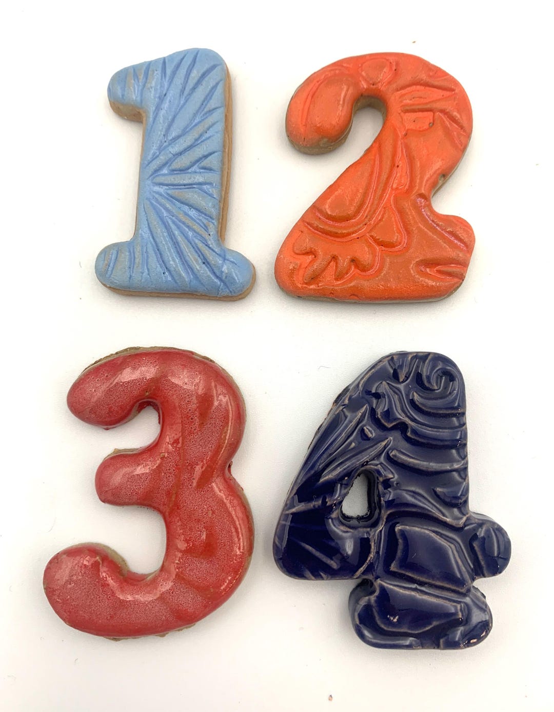 4 Numbers - Mosaic Tile Handmade Decorative Stoneware Assorted Colors ...