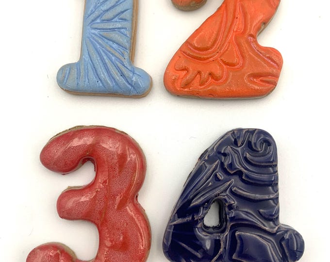 5 Numbers - Mosaic Tile Handmade Decorative Stoneware Assorted Colors ...