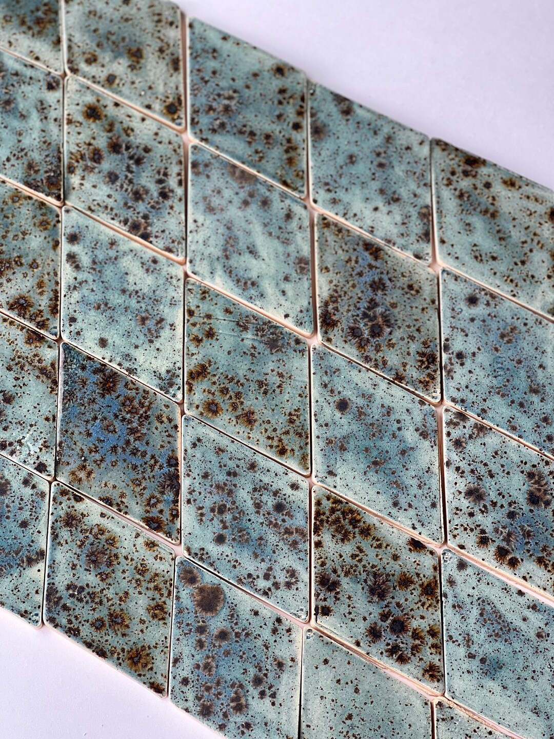 Handmade Backsplash Tile Blue Green Speckled Glazed Accent Ceramic Tile ...
