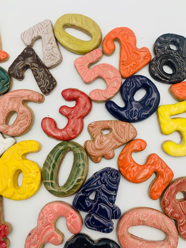 5 Numbers - Mosaic Tile Handmade Decorative Stoneware Assorted Colors ...