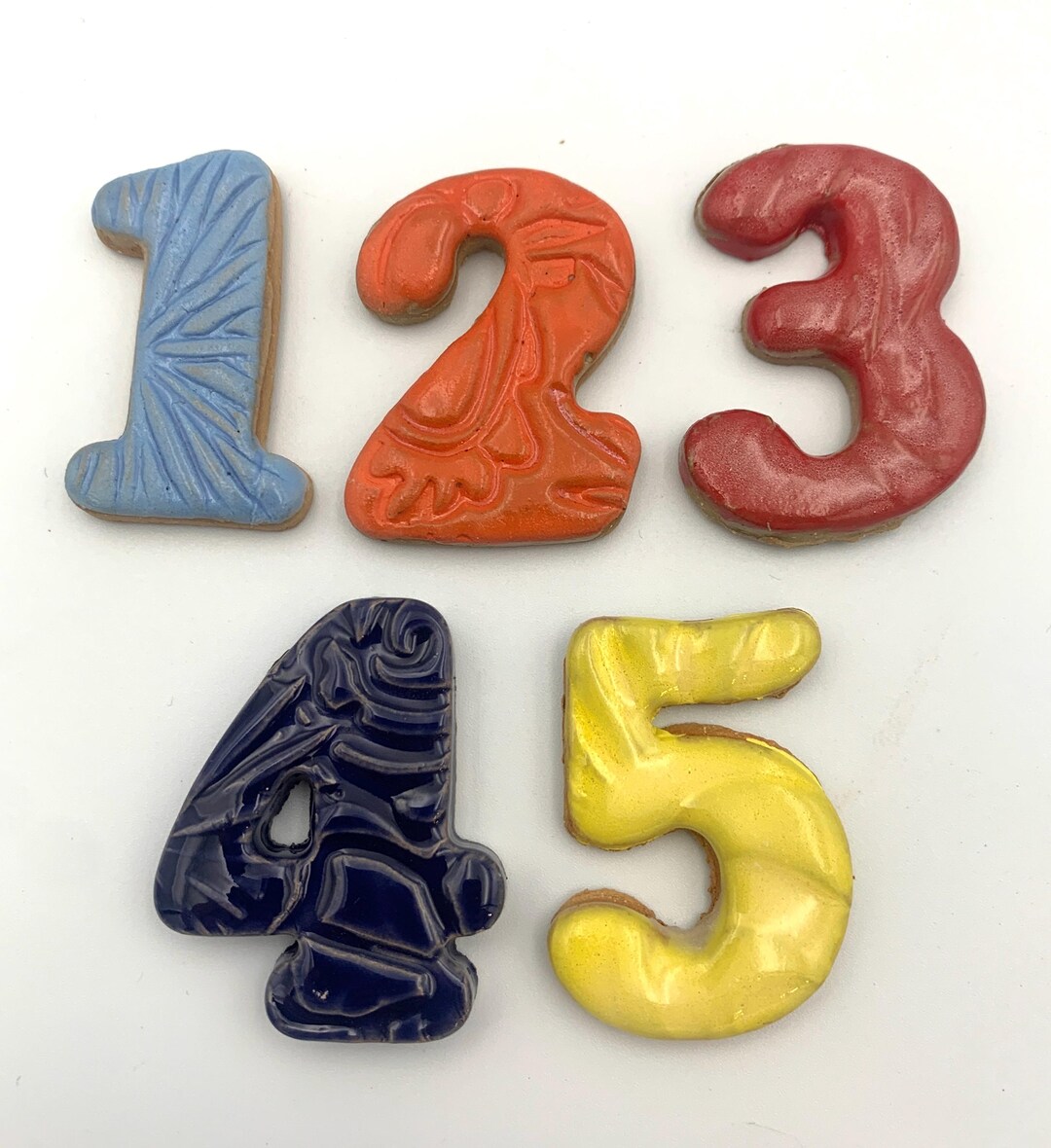 5 Numbers - Mosaic Tile Handmade Decorative Stoneware Assorted Colors ...