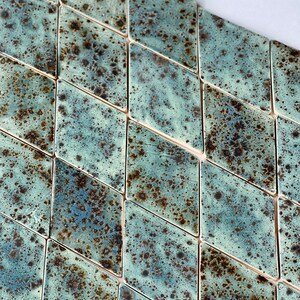 Handmade Backsplash Tile Blue Green Speckled Glazed Accent Ceramic Tile Kitchen Bathroom 4x2 1/2 ...