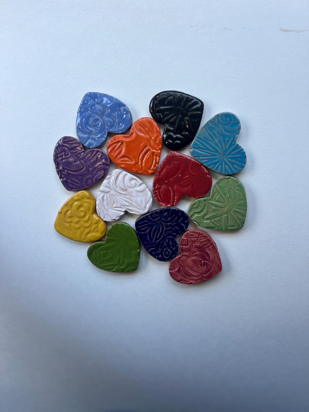 Heart Shaped Mosaic Tile Handmade Decorative Stoneware Assorted Colors ...