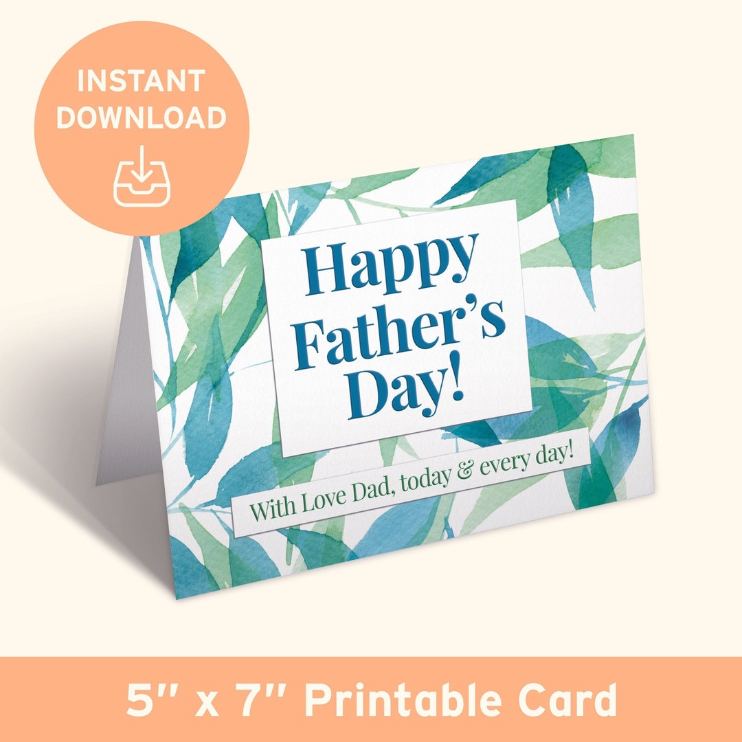 Downloadable Father's Day Card, Happy Fathers Day, Instant Download ...