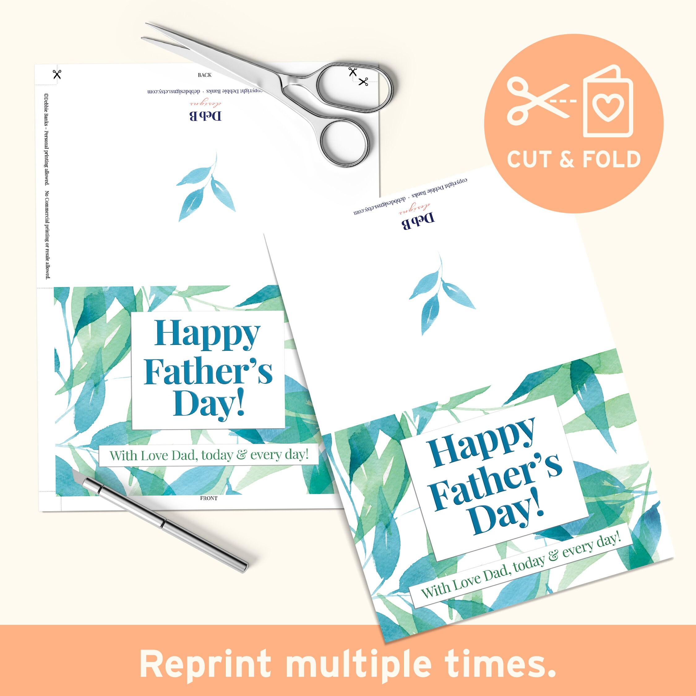 Downloadable Father's Day Card, Happy Fathers Day, Instant Download ...