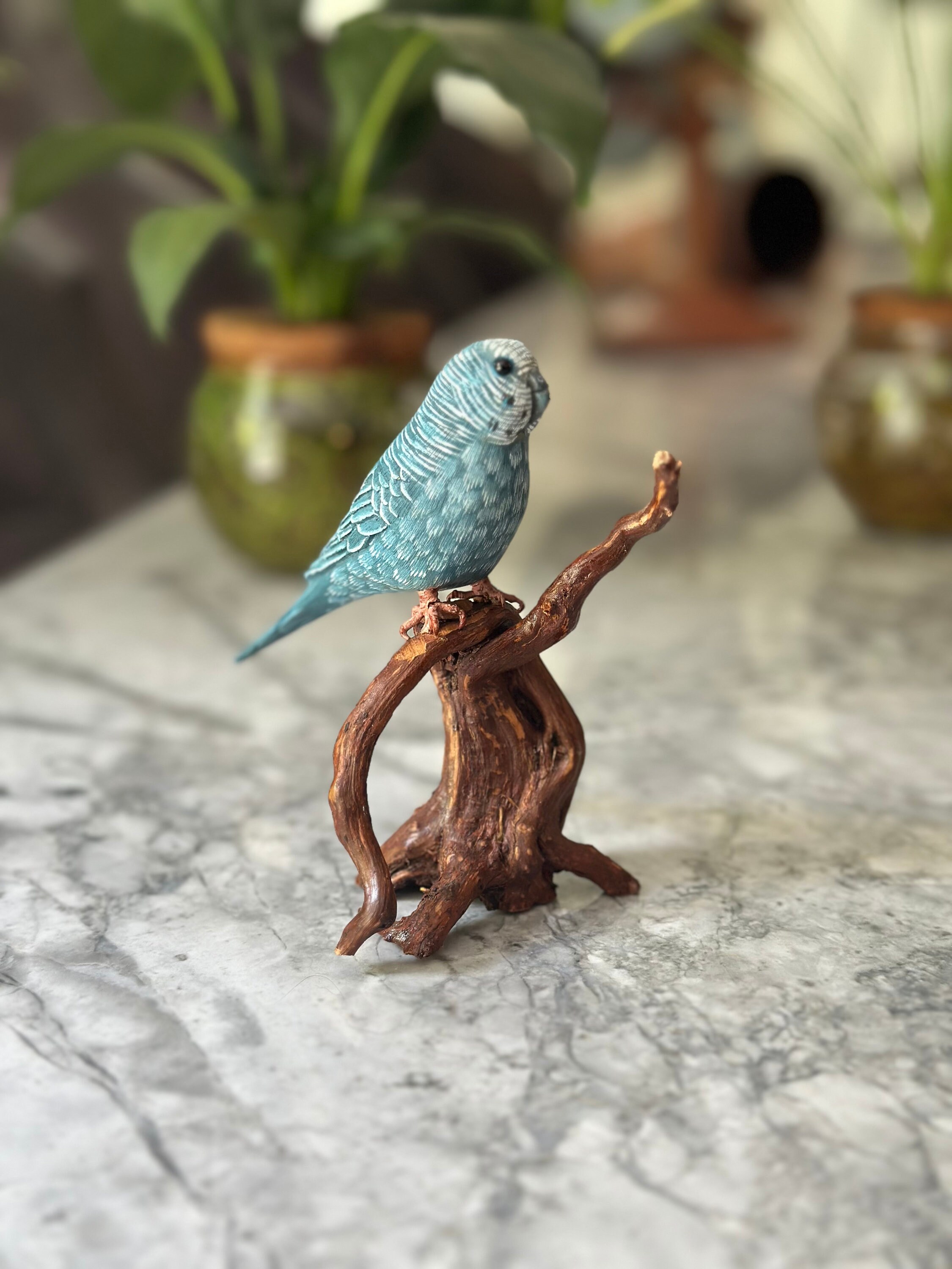 Vintage Carved Parakeet Figure - Etsy