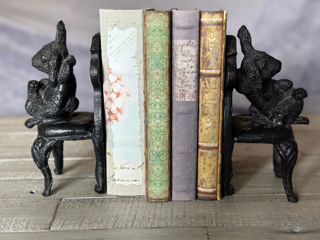 Vintage Cast Iron Rabbit Bookends - Etsy