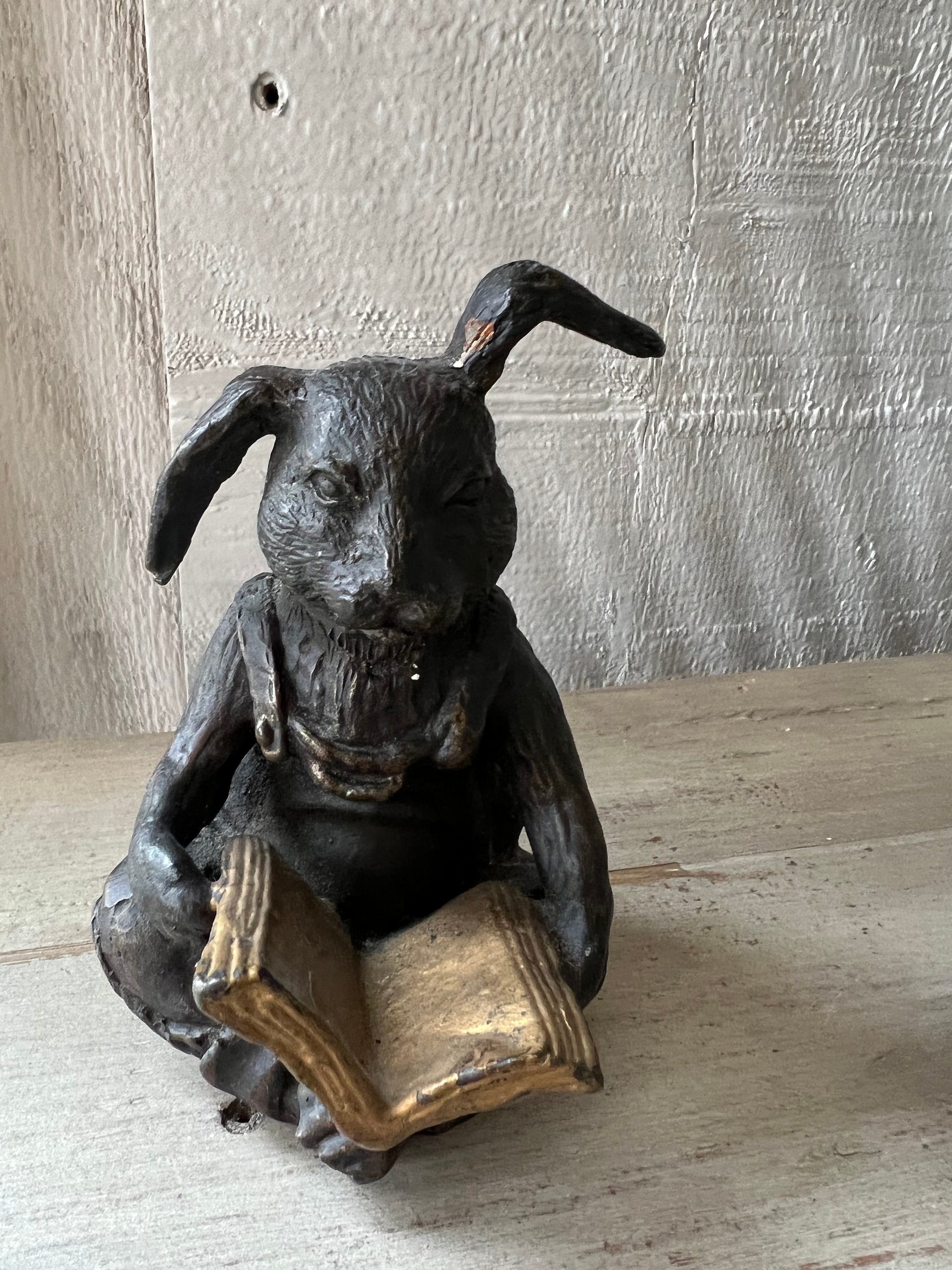 Vintage Cast Iron Rabbit Bookends - Etsy