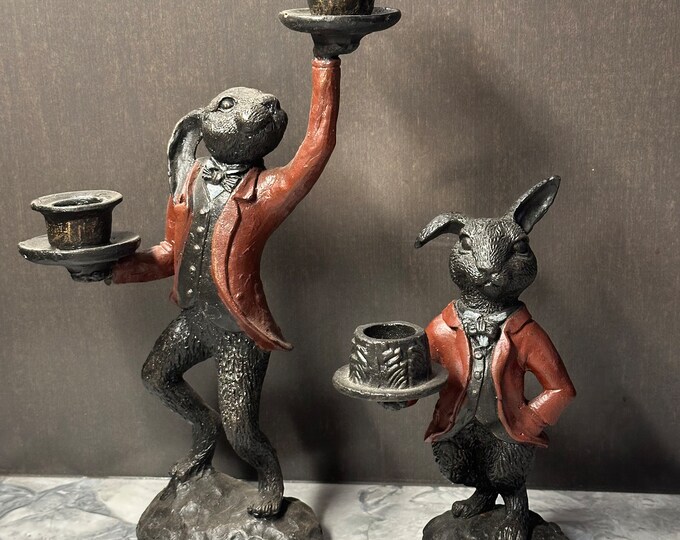 Cast Iron Rabbit Butler Candle Holders X 2 - Etsy
