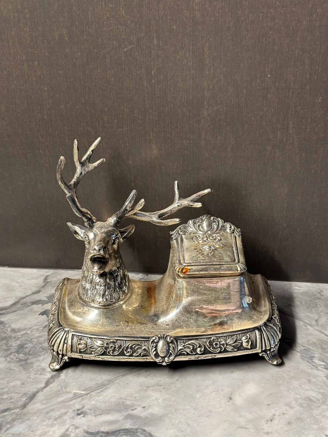 Vintage Stag Inkwell - Etsy