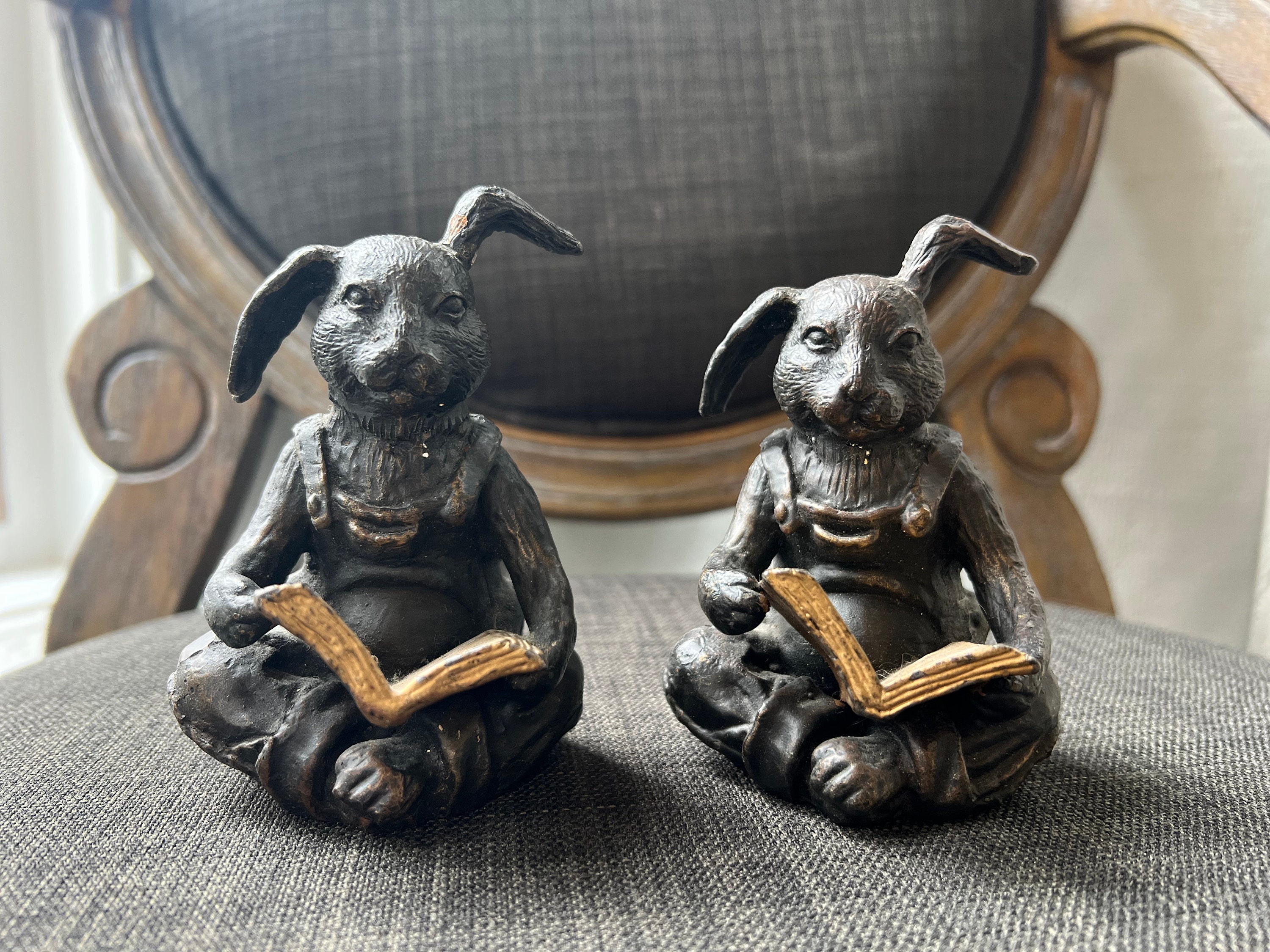 Vintage Cast Iron Rabbit Bookends - Etsy