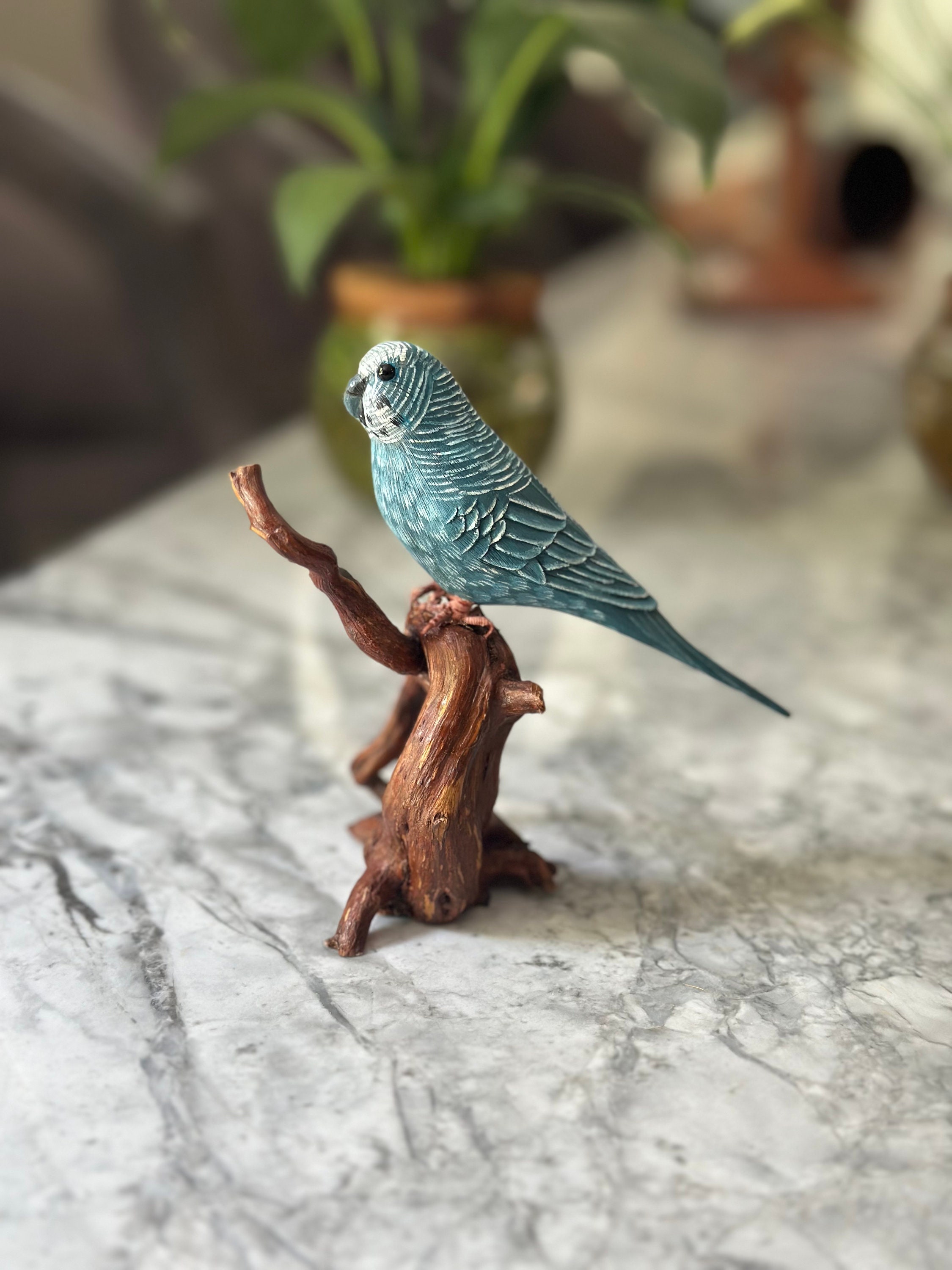 Vintage Carved Parakeet Figure - Etsy