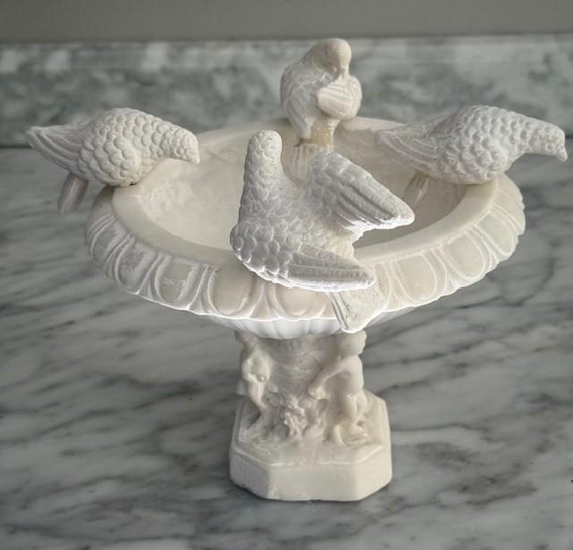 Vintage Doves Alabaster Bird Bath - Etsy
