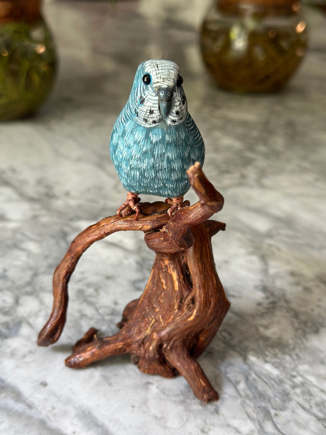 Vintage Carved Parakeet Figure - Etsy
