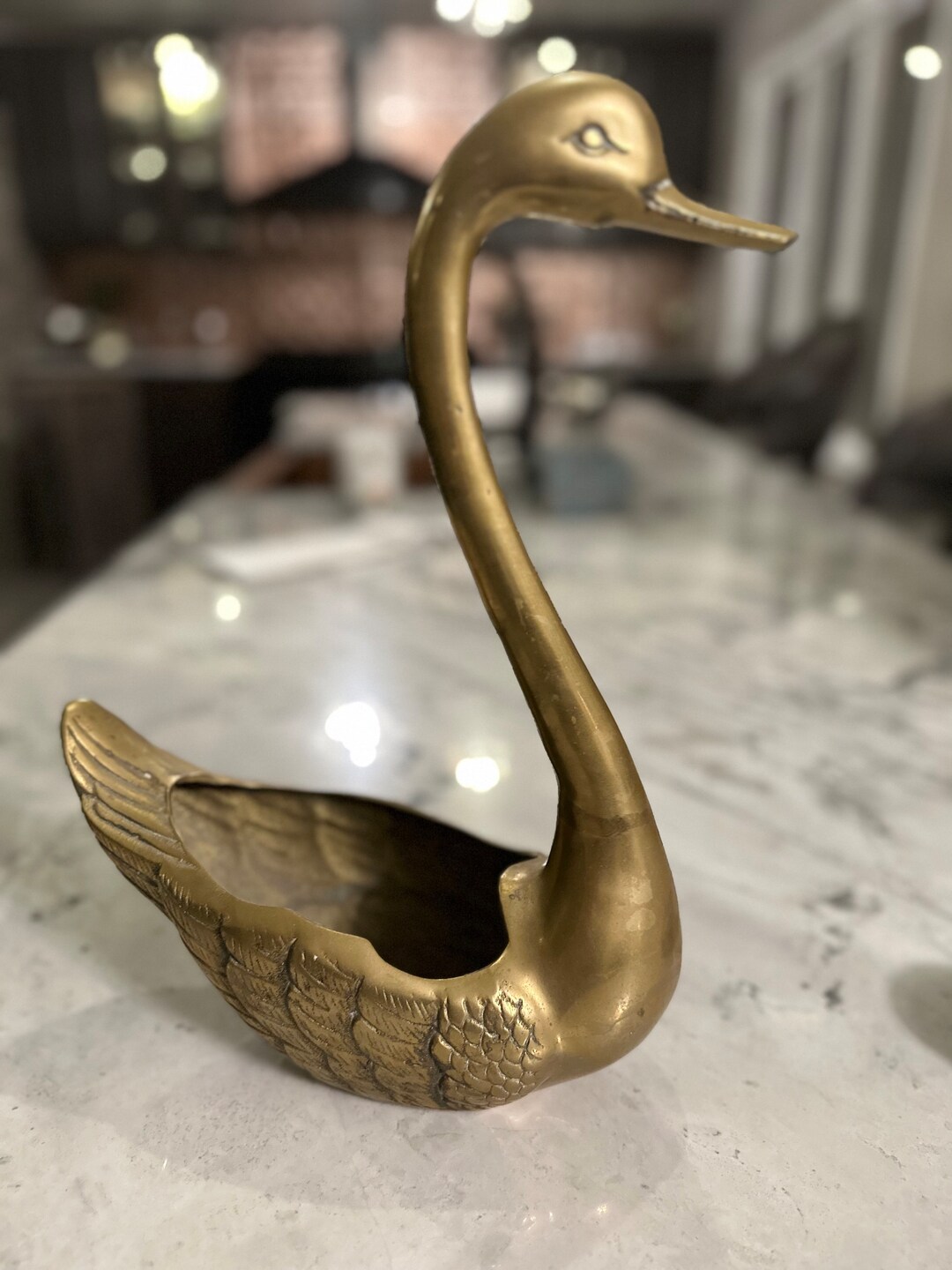 Large Brass Swan Planter - Etsy