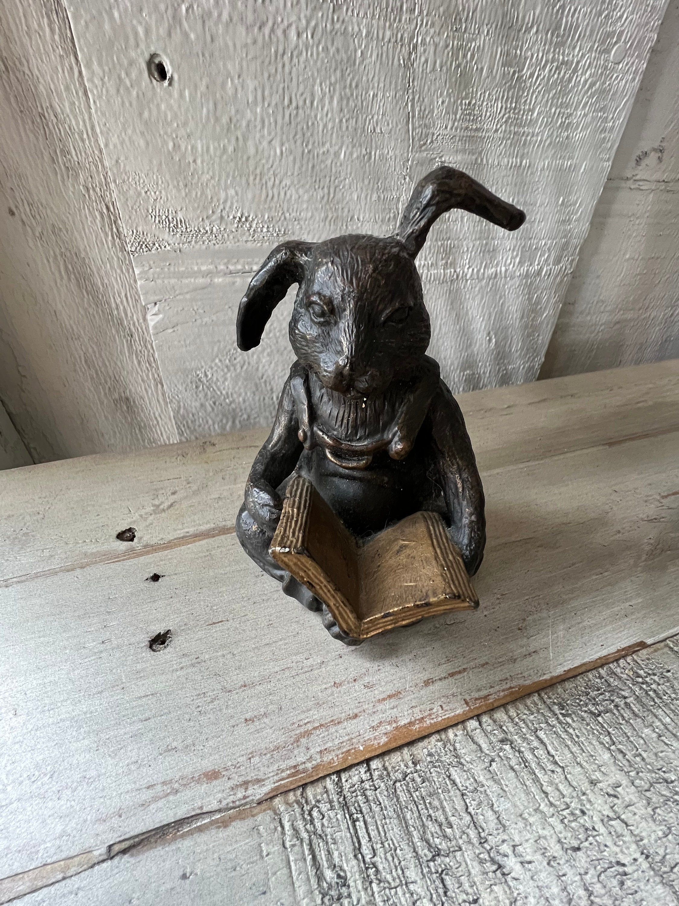Vintage Cast Iron Rabbit Bookends - Etsy